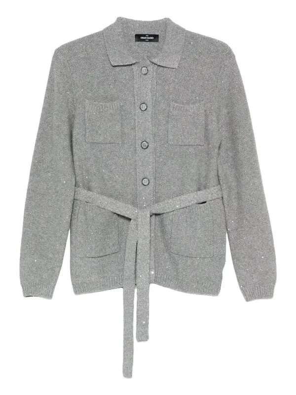 GRAN SASSO Button-fastening Cardigan With Belt - Grey