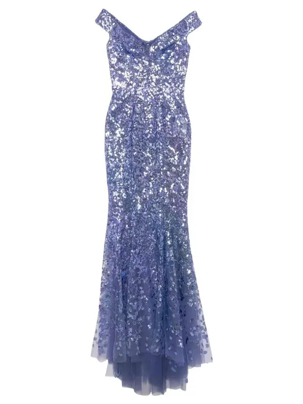 SAIID KOBEISY Sleeveless Sequin Embellished Gown - Purple