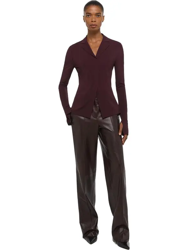 Helmut Lang Viscose Blazer Top - Mahogany