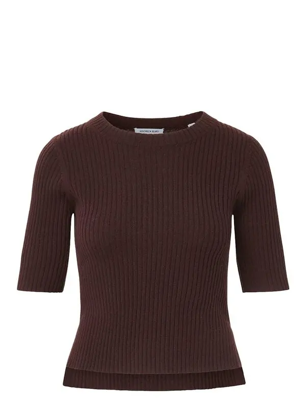 Veronica Beard Emil Cashmere Half-sleeve Sweater - Dark Curra