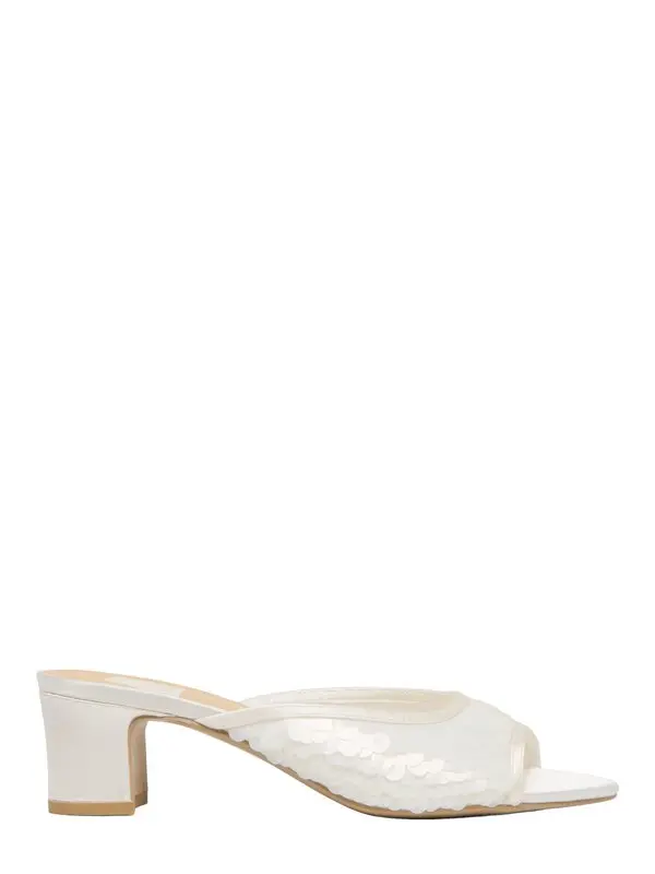 DOLCEVITA Inga Sequin Block Heel Sandals - Off White Sequin