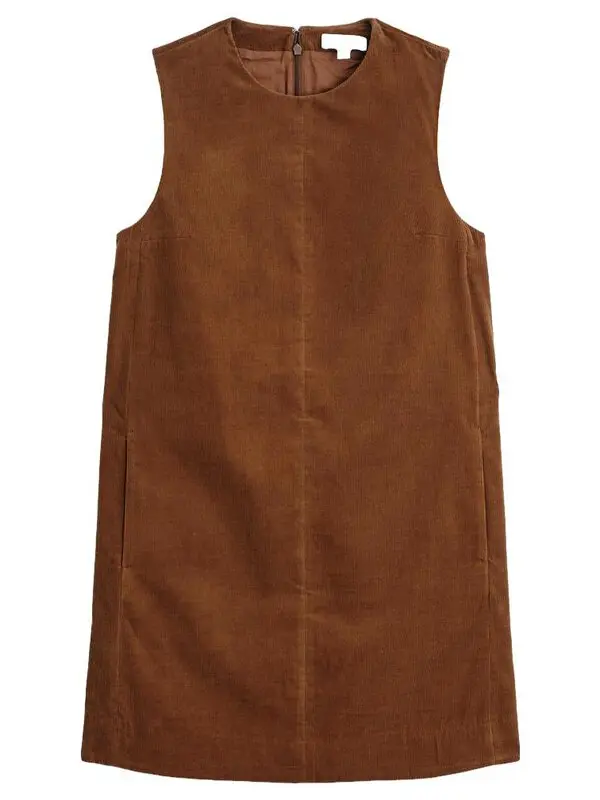 Cos Corduroy Mini Shift Dress - Brown
