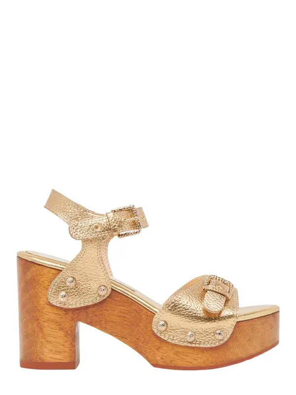 DOLCEVITA Studded Platform Wedge - Gold Leather