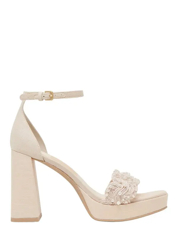DOLCEVITA Peltin Pearl Platform Pumps - Vanilla Woven Raffia