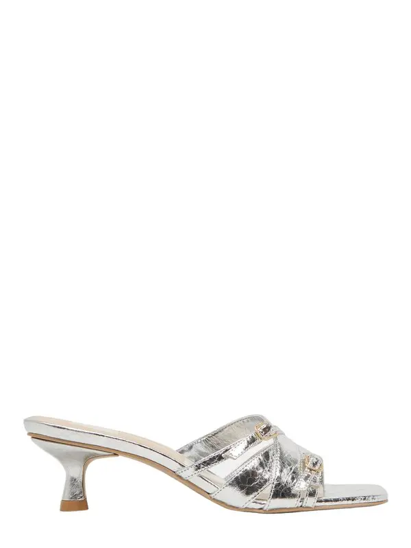 DOLCEVITA Bryant Buckled Heels - Silver Distressed Leather