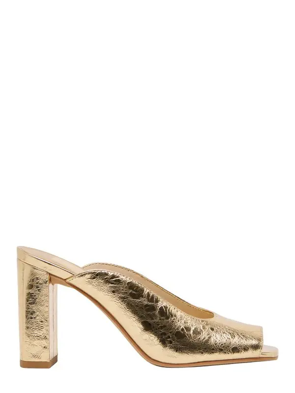 DOLCEVITA Sabela Peep-toe Block Heels - Gold Distressed Leather
