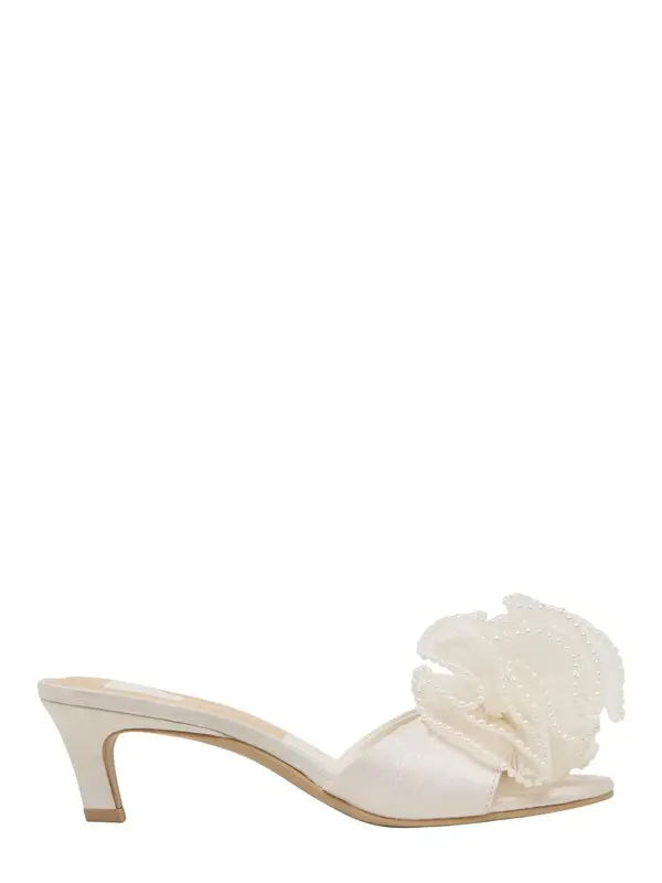 DOLCEVITA Narita Pearl Kitten Heels - Off White Satin