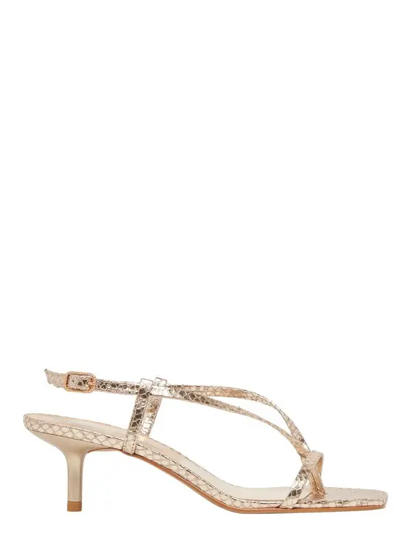 DOLCEVITA Laury Kitten Heel - Champagne Embossed Leather