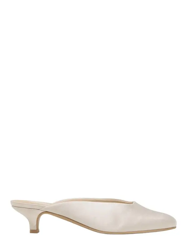 DOLCEVITA Umara Kitten Heel Mules - Ivory Satin