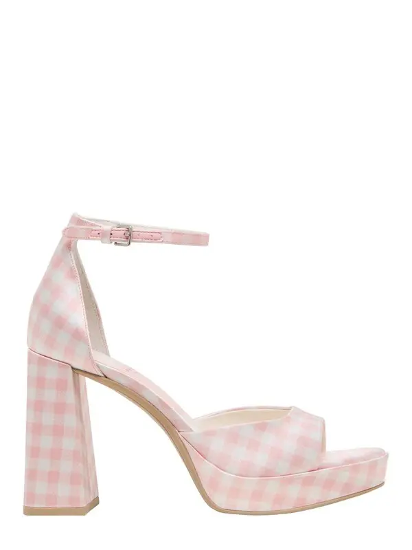 DOLCEVITA Pandro X Byrdie Golf Platform Heels - Pink Plaid Gingham
