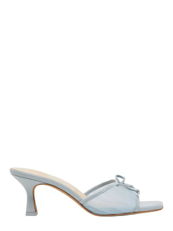 DOLCEVITA Galen Open Toe Mule Heels - Light Blue Tulle