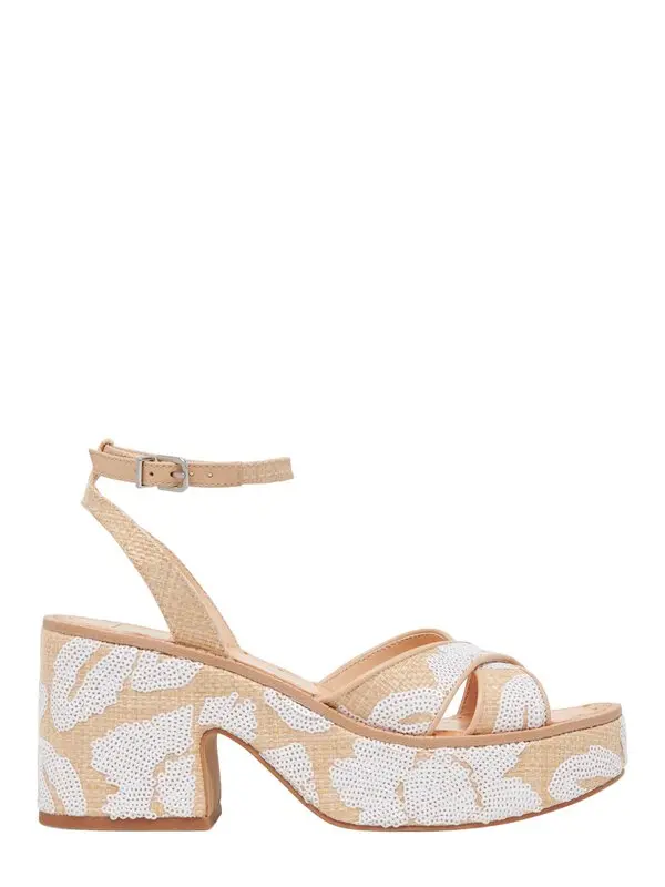 DOLCEVITA Eniko Platform Heels - Natural Multi Floral Sequin