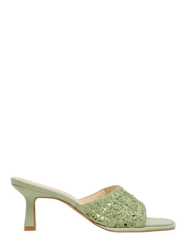 DOLCEVITA Maylah Raffia Macrame Kitten Heel Sandals - Sage Macrame