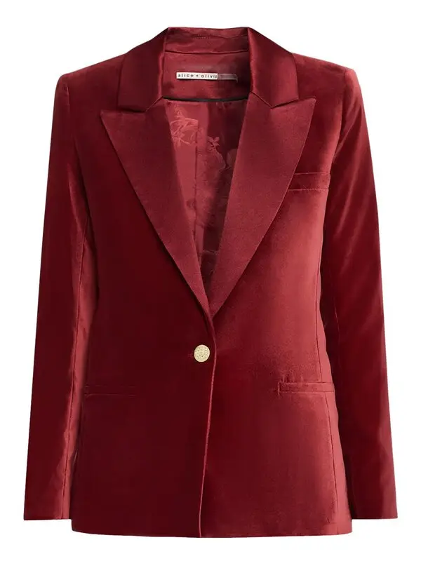 Alice + Olivia Silas Velvet Blazer - Oxblood