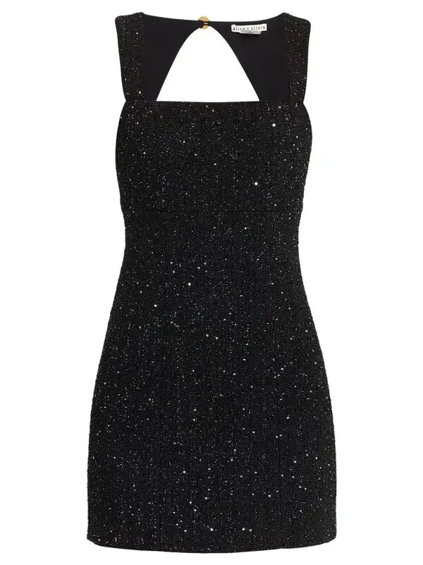 Alice + Olivia Keria Fitted Tweed Mini Dress - Black