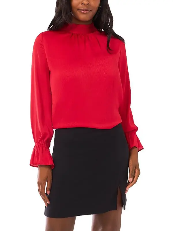 1.State Open Back Bell Sleeve Blouse - Ruby Red