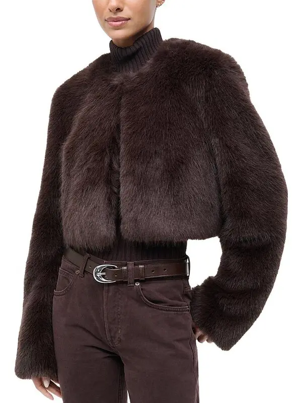 Staud Casimira Faux Fur Jacket - Earth