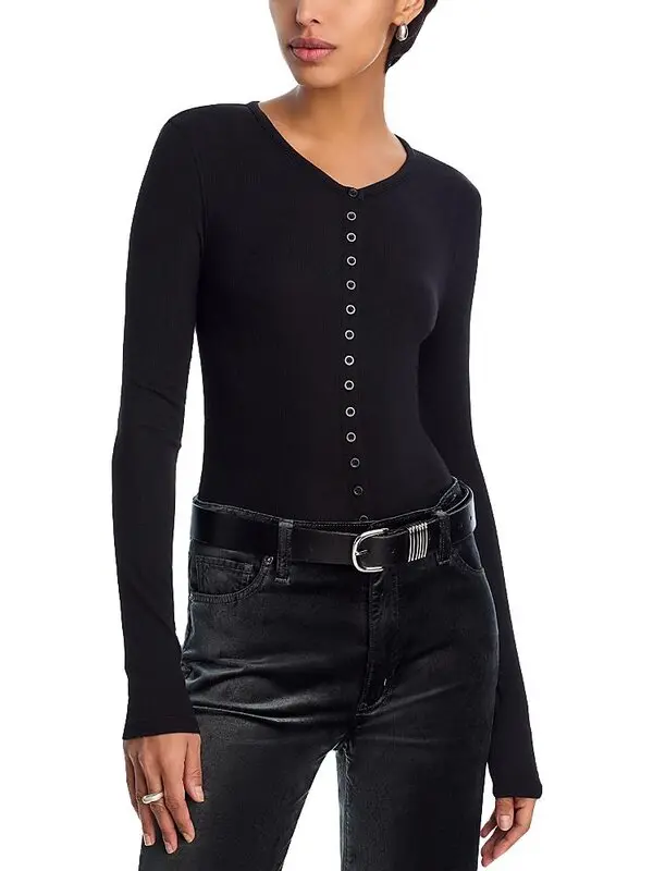 FRAME The Rib Splay Top - Black