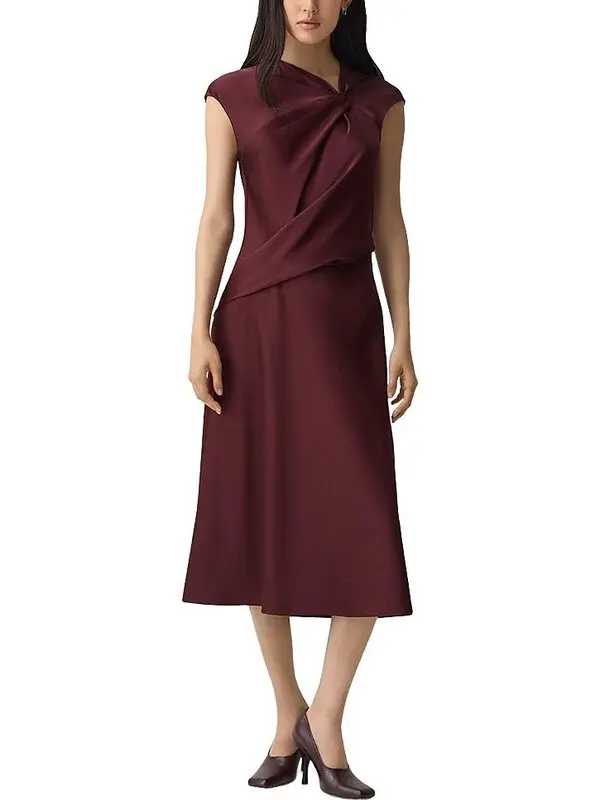 Theory Twist Bodice Dress - Dark Wine