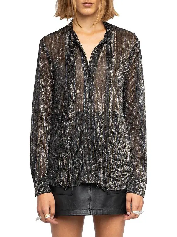 Zadig&Voltaire Tulba Shimmer Chiffon Shirt - Black