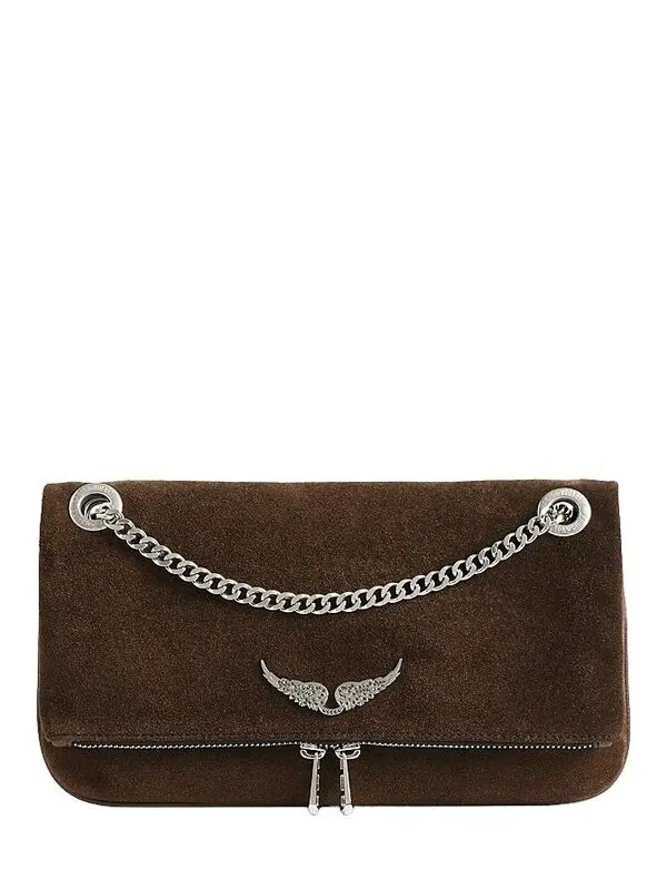 Zadig&Voltaire Rock Ii Suede Leather Clutch - Wood