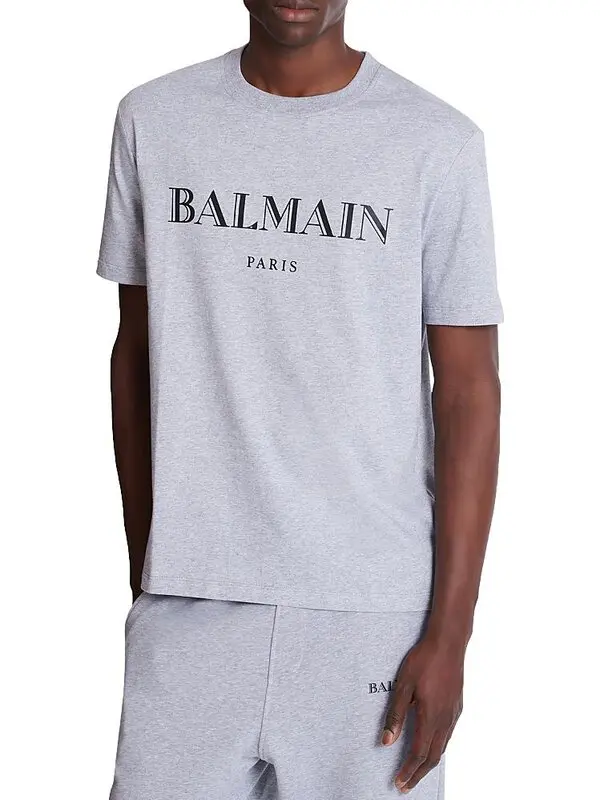 Balmain Vintage Logo Graphic Tee - Grey/black