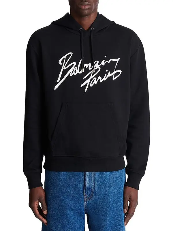 Balmain Script Logo Hoodie - Black/white