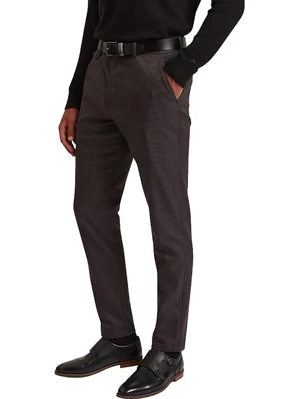 Ted Baker London Slim Fit Houndstooth Trousers - Grey
