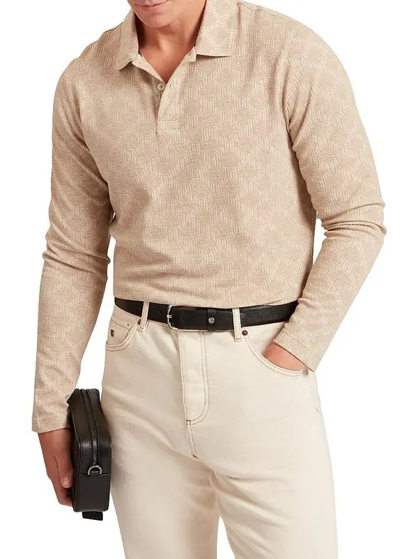 Ted Baker London Imlad Long Sleeve Diamond Jacquard Polo - Taupe