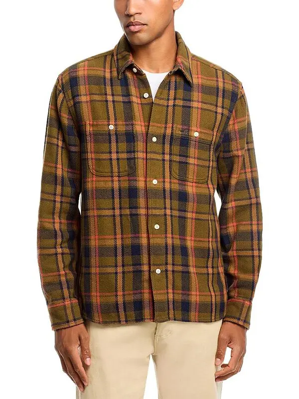 Madewell Long Sleeve Printed Work Shirt - Olive Plaid