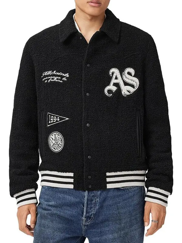 ALLSAINTS Baum Textured Varsity Jacket - Black