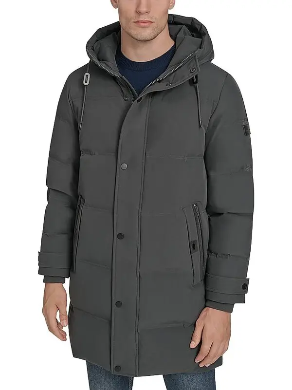 Andrew Marc Rummel Hooded Stadium Coat - Charcoal