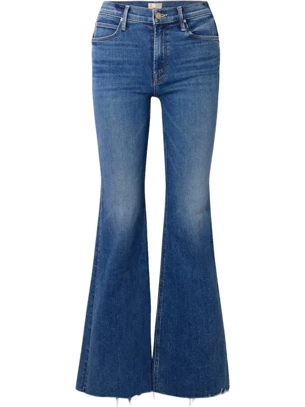 MOTHER The Doozy Sneak Fray Flared Jeans - Blue