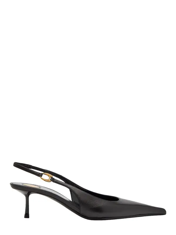Saint Laurent Casabiva 50 Leather Slingback Pumps - Black