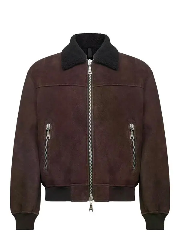 Tagliatore Shearling-collar Bomber Jacket - Brown