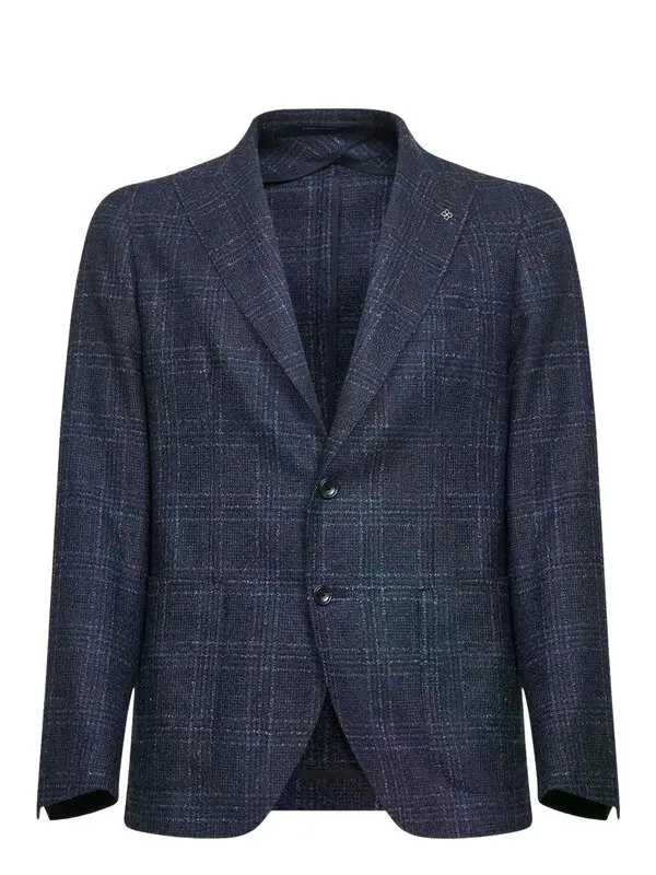 Tagliatore Single-breasted Checked Blazer - Blue