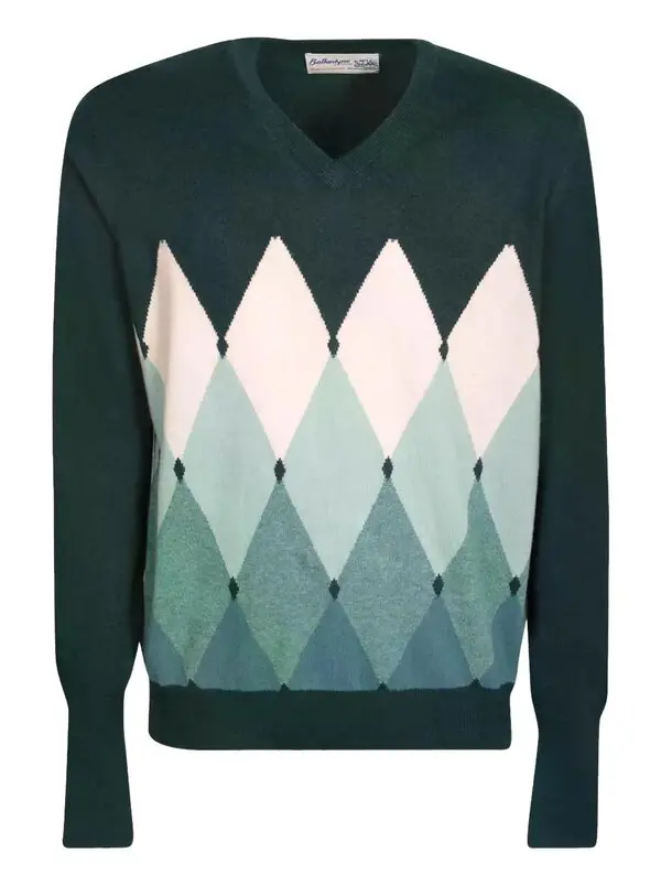 BALLANTYNE Argyle V-neck Sweater - Green