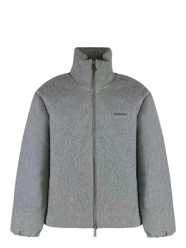 Calvin Klein Quilted High-neck Jacket - Grey