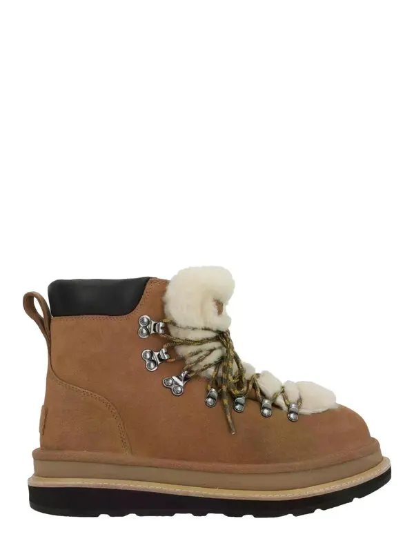UGG Fur-trim Lace-up Boots - Brown