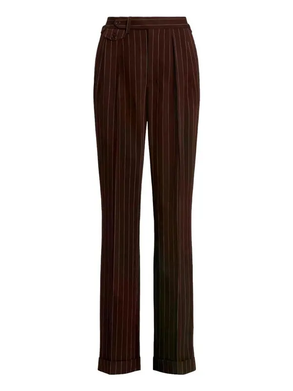 Ralph Lauren Pinstripe Trousers With Buckle Detail - Brown