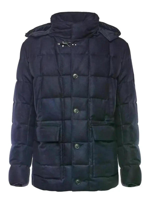 FAY Quilted Buttoned Jacket - Blue