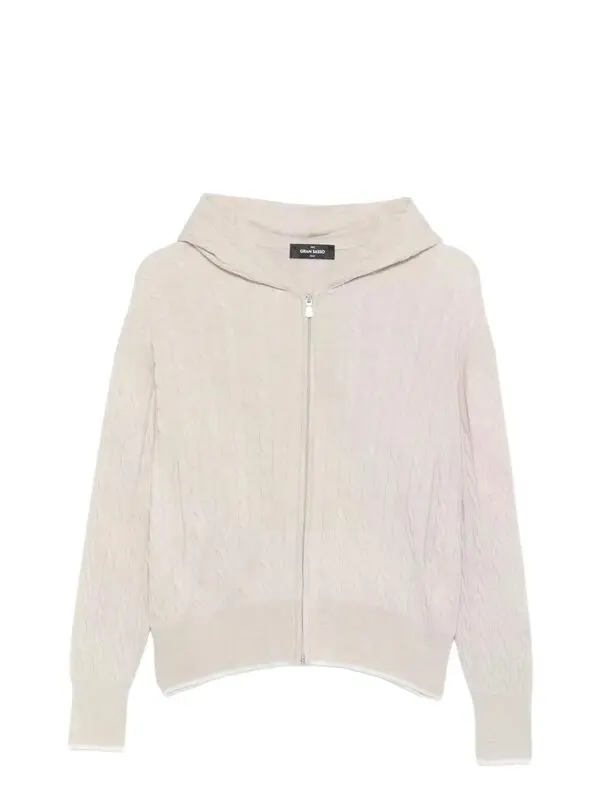 GRAN SASSO Cable-knit Zip-up Hoodie - Neutrals