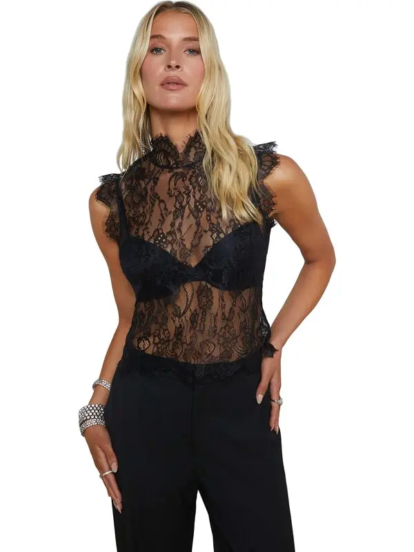L'Agence Tours Lace Top - Black