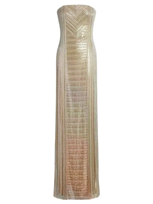 Ralph Lauren Strapless Chevron-pattern Maxi Dress - Neutrals