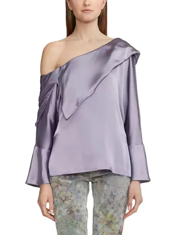 Ralph Lauren One-shoulder Top With Bell Sleeves - Purple