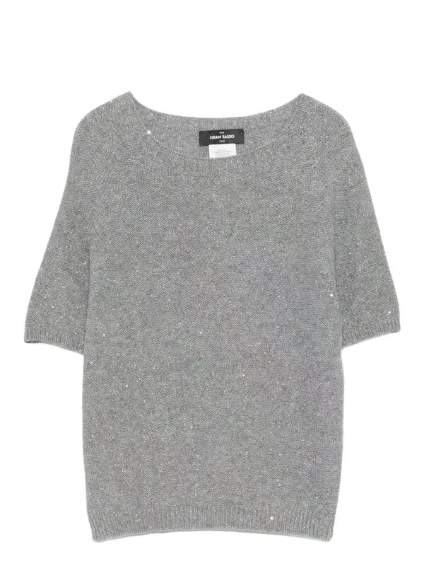 GRAN SASSO Sequin-embellished Short-sleeve Top - Grey