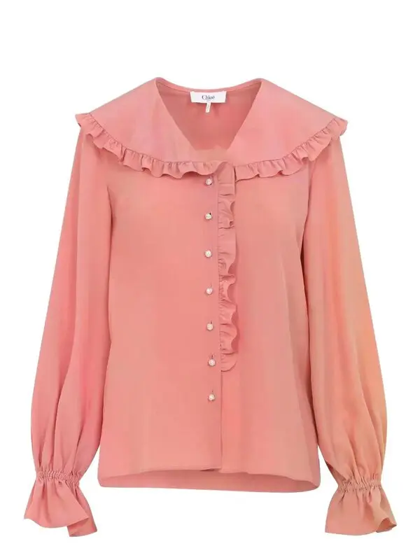 Chloé Ruffled Silk Top - Pink