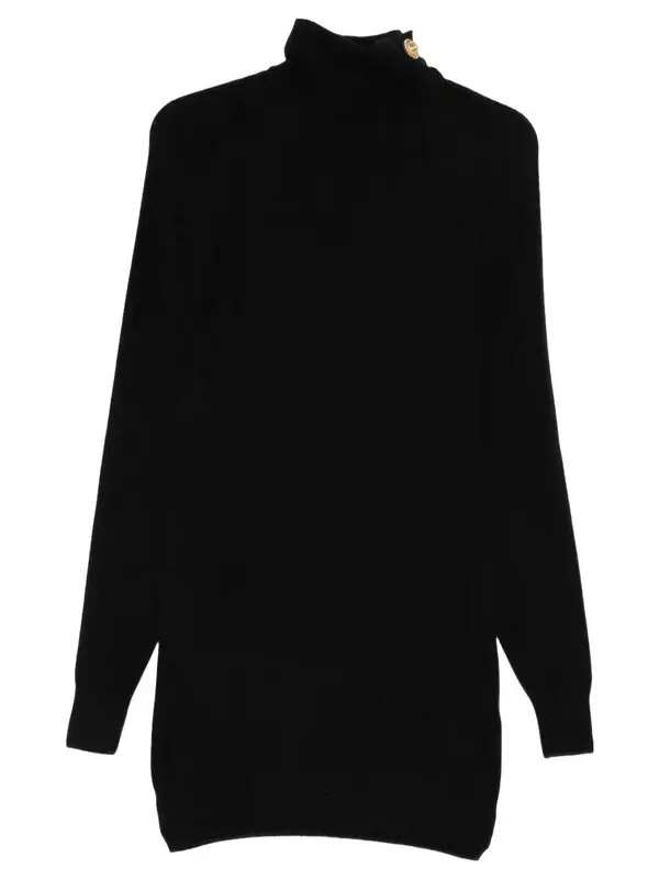 Balmain Button-embellished Roll-neck Dress - Black
