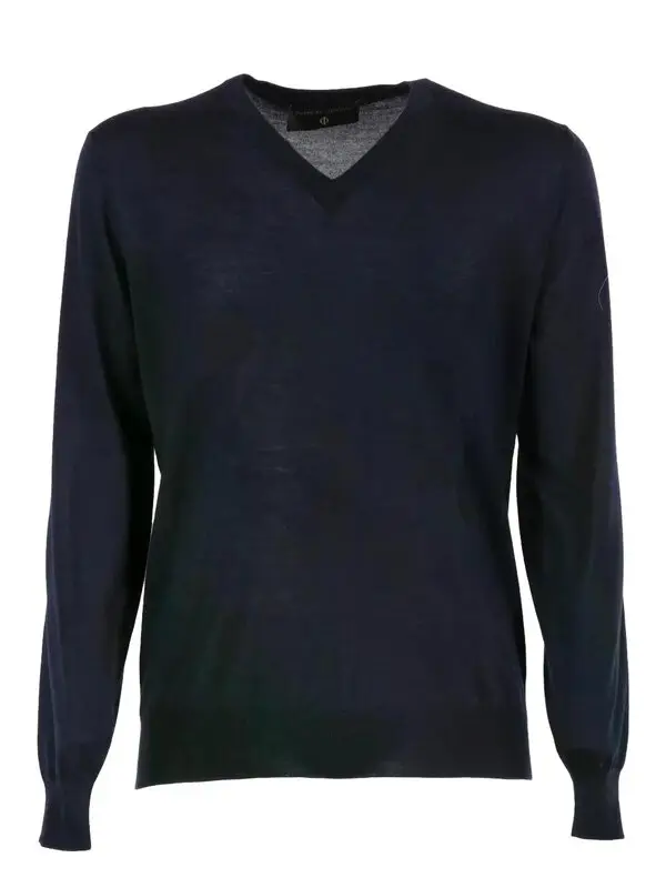 FILIPPO DE LAURENTIIS V-neck Long-sleeve Sweater - Blue