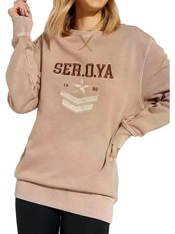 SEROYA Crew-neck Pullover Sweater - Neutrals